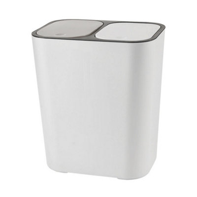 White 2 Section Bin Rubbish Dustbin Double Recycling Trash Can for ...