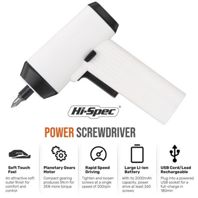 White 3.6V Cordless Electric Screwdriver USB Power Rechargeable 34 PC ...