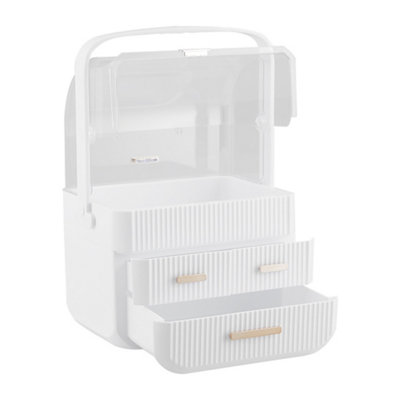 White 3 Drawers Desktop Waterproof Cosmetics Storage Orgaizer Makeup ...