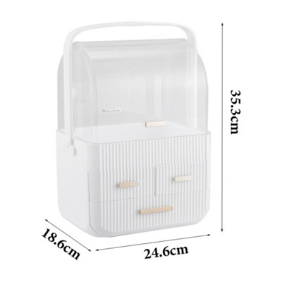 White 3 Drawers Desktop Waterproof Cosmetics Storage Orgaizer Makeup ...