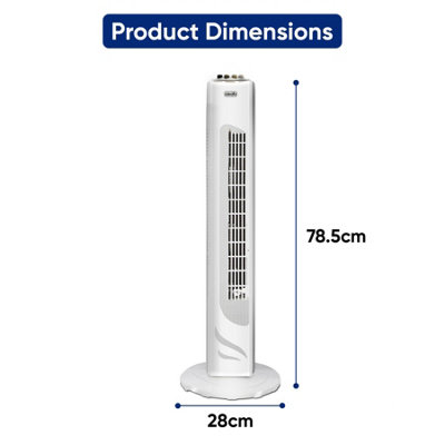 White 3-Speed Tower Fan 29" Oscillating Cooler