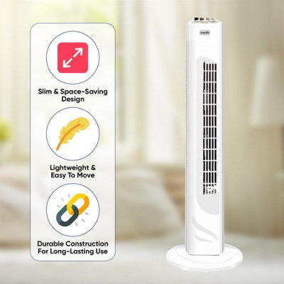 White 3-Speed Tower Fan 29" Oscillating Cooler