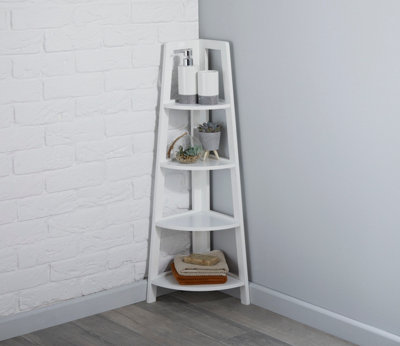 White 4-Tier Corner Shelving Unit
