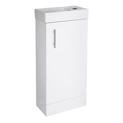 White 400 Vanity Basin Sink Unit & Sleek Waterfall Basin Tap & Waste ...
