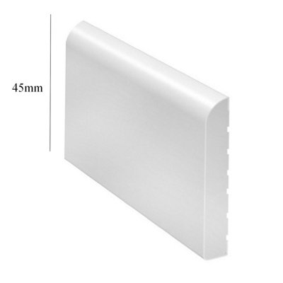 White 45mm Wide Bullnose Window Door Trim/Skirting Upvc Plastic x 5 Metres
