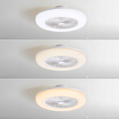 White 5 Blades Acrylic LED Dimmable Ceiling Fan Light Adjustable Speed ...