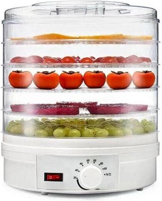White 5 Tier Food Dehydrator (29x27.5cm) with Adjustable Temp Control ...