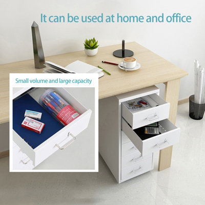 White 6 Drawer Chest Metal Movable Office Storage File Cabinet ...