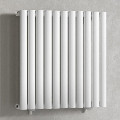 White 660 x 600 mm Modern Horizontal Column Designer Radiator Oval ...