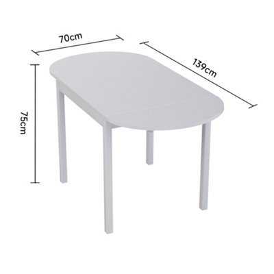 White 75cm H Expandable Oval Wooden Dining Table for Home