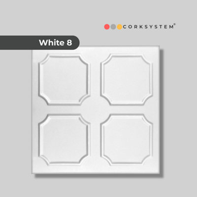 White 8: Decorative Ceiling and Wall Panels 2m2 (21.52 sqft) - 8 Panels