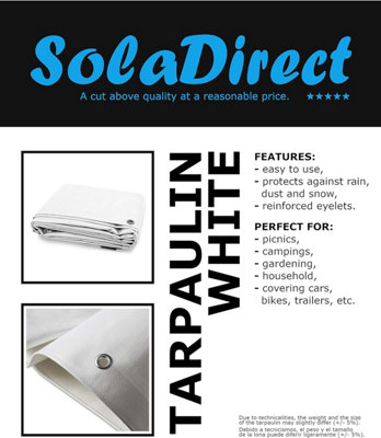 White 8 x 10 m Tarpaulin Waterproof Heavy Duty Cover Ground Sheet ...