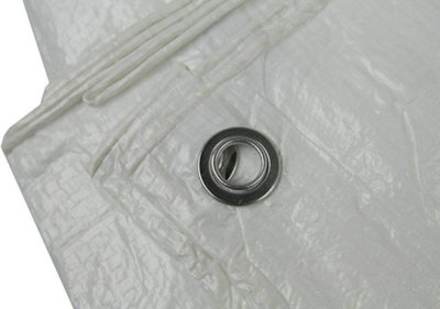 White 8 x 10 m Tarpaulin Waterproof Heavy Duty Cover Ground Sheet ...