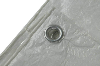 White 8 x 10 m Tarpaulin Waterproof Heavy Duty Cover Ground Sheet ...