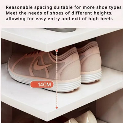 WHITE 9 TIER NARROW SHOE STORAGE CABINET WITH DRAWER - STANDING SHOE ...
