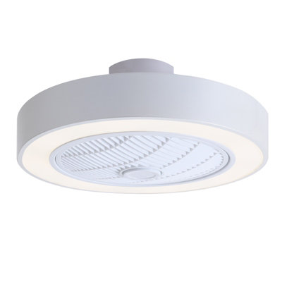 White Acrylic Ceiling Fan With LED Light and Remote Control, 3 Light ...