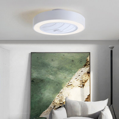 White Acrylic Ceiling Fan With LED Light and Remote Control, 3 Light ...