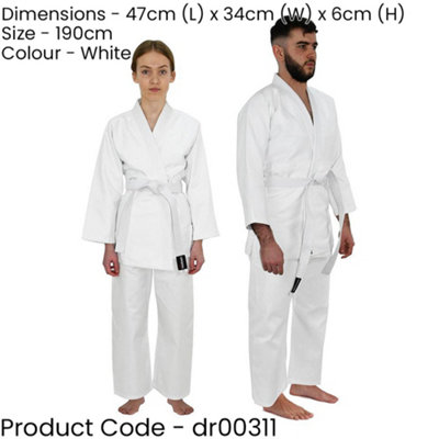 White Adult Judo Gi Suit - 190cm / 6ft 3in - Wrap Around Full Set & Belt