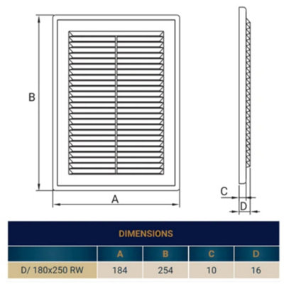 White Air Vent Cover 180x250mm - Interior and Exterior Wall Vents with ...