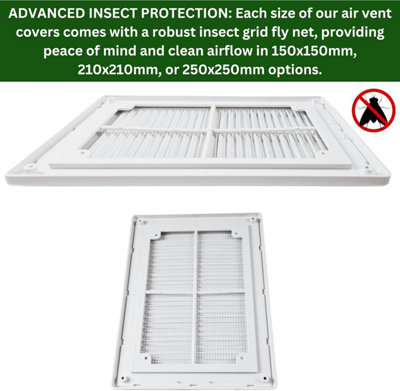 White Air Vent Cover 250x250mm -Interior and Exterior Wall Vents with ...