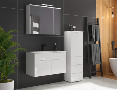 White Bathroom Cabinet Freestanding Storage Unit with Drawer White ...