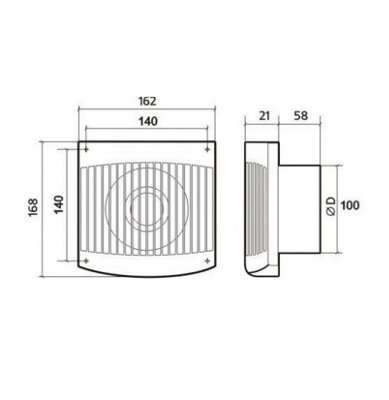 White Bathroom Kitchen Extractor Fan 100mm with Non Return Valve