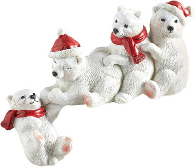 White Bear Nanny Statue Mother Baby Bear Hanging for Shelf Table ...