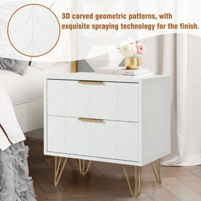 White carved nightstand store