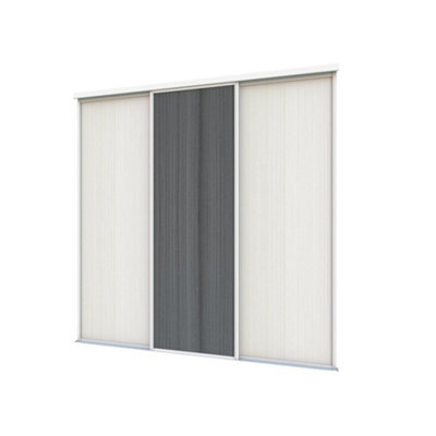 White & Black Pine 3-Door Sliding Wardrobe Door Kit, White Frame ...