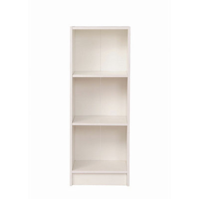 White Bookcase 3 Tier Narrow Shelving Storage Unit Living Room Bedroom