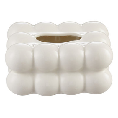 White Ceramic Tissue Box Cover Tissue Holder for Desk Bathroom Kitchen ...