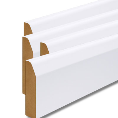 White Chamfered MDF Skirting Board (4 Pack) (L) 1160mm (H) 81mm (T ...