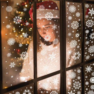 White Christmas Snowflakes Christmas Window Clings