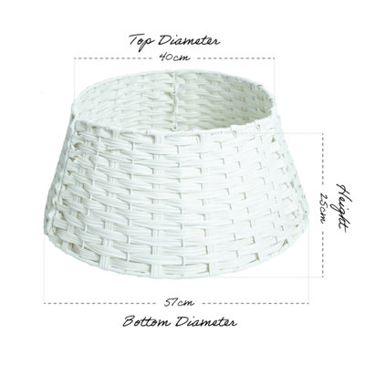White Christmas Tree Skirt Large Diameter, Rattan/Wicker Effect Xmas ...