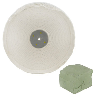 White Close Stitched Polishing Buffing Mop 12" x 1" 2 Row With Compound ...