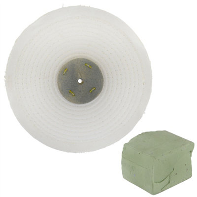 White Close Stitched Polishing Buffing Mop 8" x 0.5" 1 Row With ...