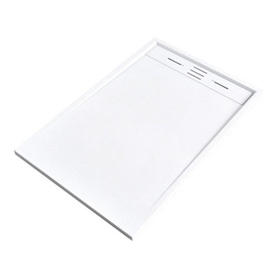 White Coated Bathroom Shower Tray with Drain, Rectangular, W 120cm x D ...