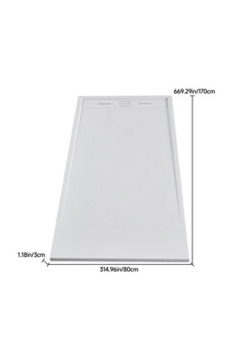 White Coated Rectangular Shower Tray with Drain for Enclosures Cubicles ...