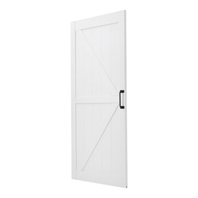 White Coated Sliding Internal Door H 213cm x W 91cm with Sliding Kit ...