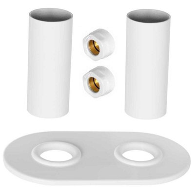White Collar +2x PEX Connectors Set Radiator Masking Decorative Heater ...