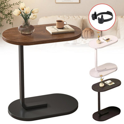 White color C-Shaped Compact Sofa Side End Table Coffee Laptop Table ...