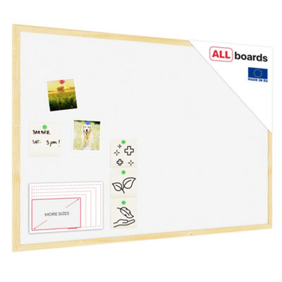 White cork notice board wooden natural frame 90x60 cm
