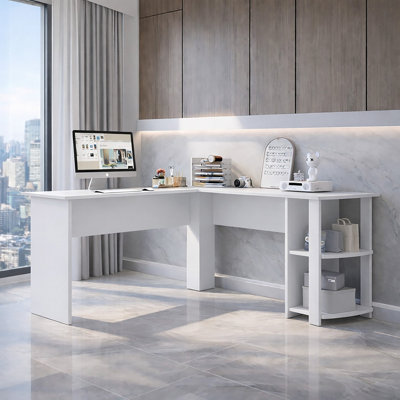 White Corner Computer Desk - Perfect for Home Office