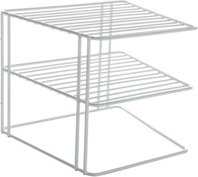 WHITE CORNER PLATE RACK 3 TIER STORAGE STAND