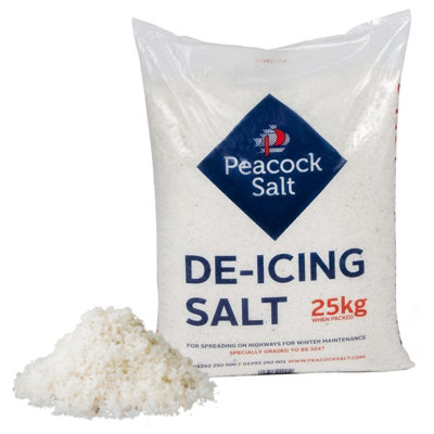 WHITE DE-ICING ROCK SALT 25KG BAG - ROCK SALT FOR CLEARING DRIVEWAYS ...