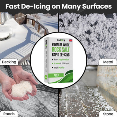 White De-Icing Rock Salt - Fast-Acting Salt for Melting Snow & Ice on ...