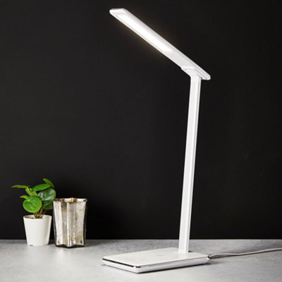 White Desk Lamp with Wireless & USB Phone Charger