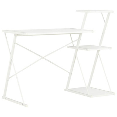 White Desk with Shelf - Dimensions: 116 x 50 x 93 cm