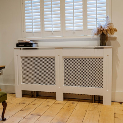 White Diamond MDF Radiator Cover - Large - 152cm (W) x 81.5cm (H) x ...