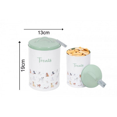 White Dog Treat Tin Biscuit Storage Tin Puppy Food Container Jar With ...